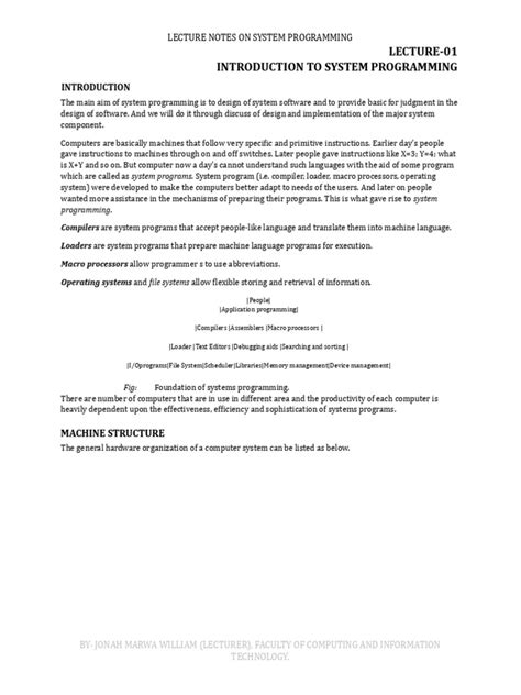 Troduction To System Programming Pdf Library Computing Central Processing Unit