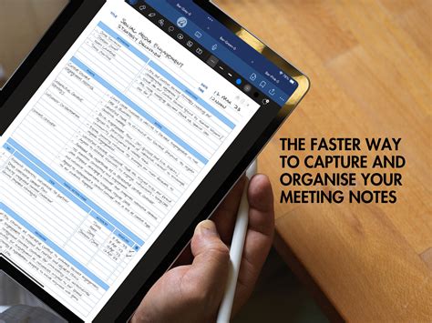 Minimalist Discussion Note Template For Tablet Instant Digital Download Blue Reusable