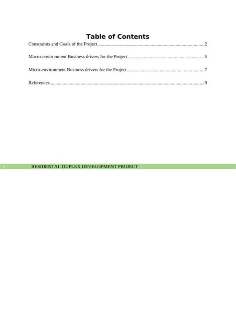 Residential Duplex Development Project Report Analysis