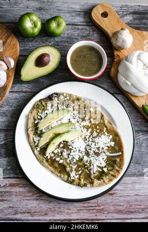 Memela Poblana With Green Sauce Traditional Food Of The Gastronomy Of