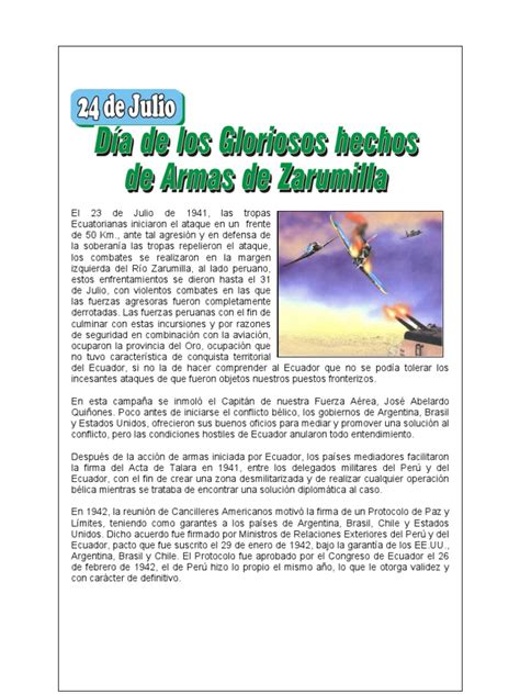 24 De Julio 1 Día De Los Gloriosos Hechos De Armas De Zarumilla Pdf