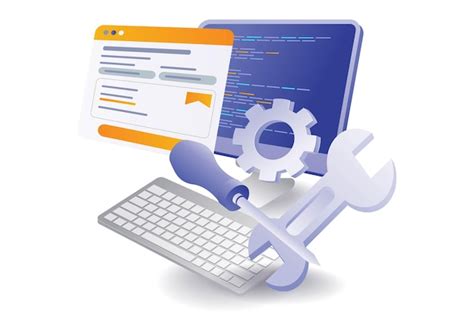 Premium Vector Web Developer Creates Application Displays Using