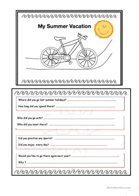 My Summer Vacation English Esl Worksheets Writing Worksheets