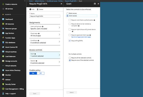 configuring pingid mfa for microsoft azure ad conditional access