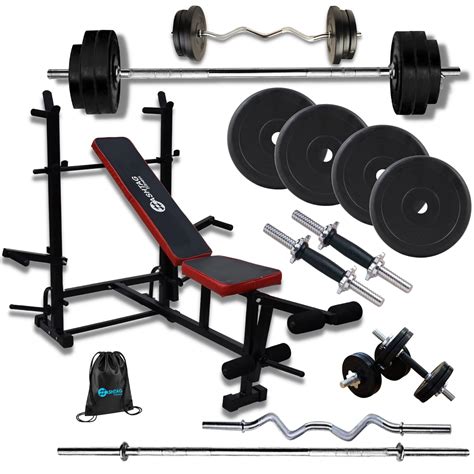 Hashtag Fitness Bench For Home Gym With 20kg To 100kg Rubber Weights