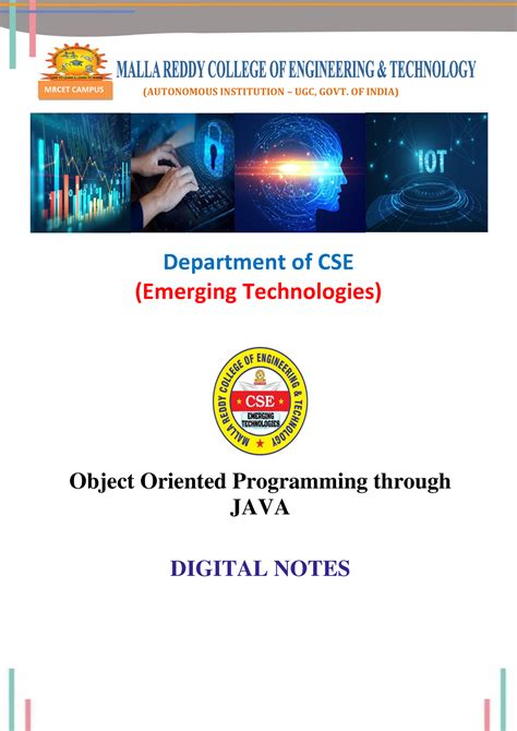 Object Oriented Programming Through JAVA B CSE Emerging Technologies R OOPs Through JAVA