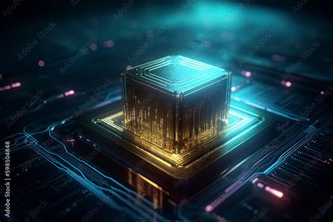 Futuristic CPU Quantum Processor In The Global Computer Network Stock Illustration Adobe Stock