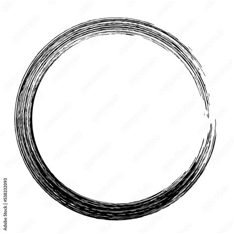 Round Grudge Frame Isolated On White Brush Stroke Circle Easy To Edit