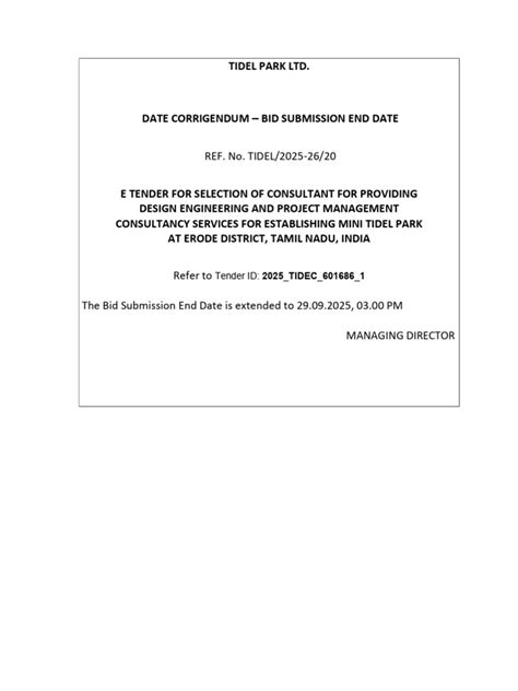 Bid Submission Date Corrigendum Pdf