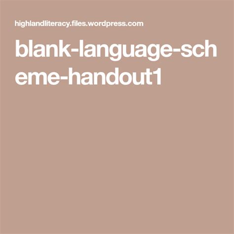 Blank Language Scheme Handout1 Language Schemes Early Years