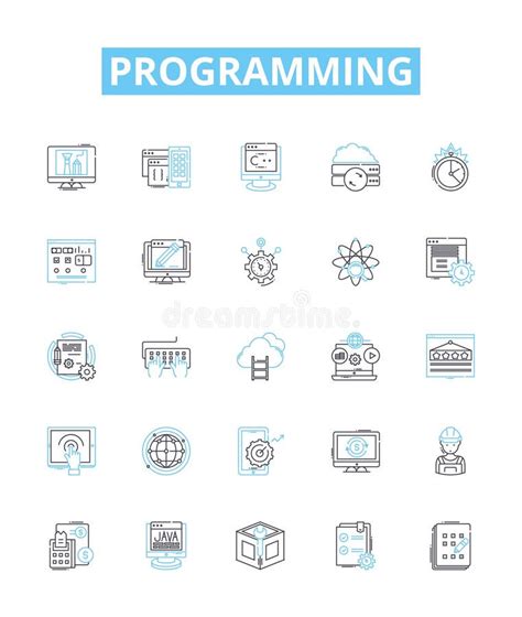 Programming Vector Line Icons Set Programming Coding Scripting