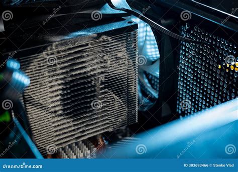 Close Up Of A PC Cooling System A Dirty Radiator From A Computer Stock Photo Image Of Clogged