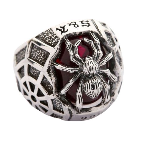 Red Spider Sterling Silver Gothic Ring