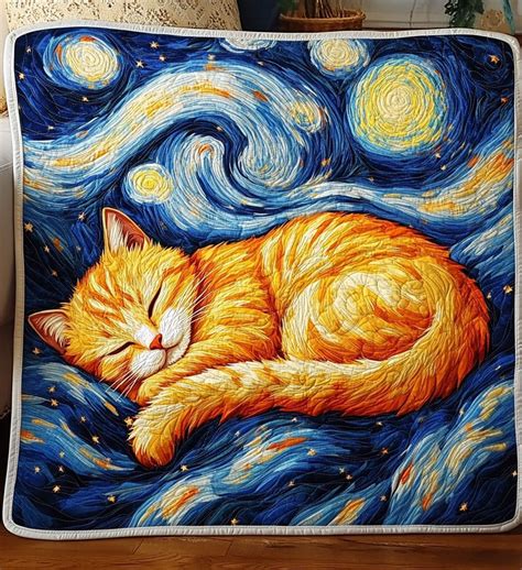 Starry Night Catnap Quilted Blanket Ncu0pt541 Quiltnest