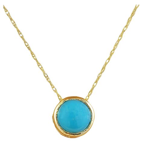 Turquoise Necklace In 14 Karat Yellow Gold For Sale At 1stdibs