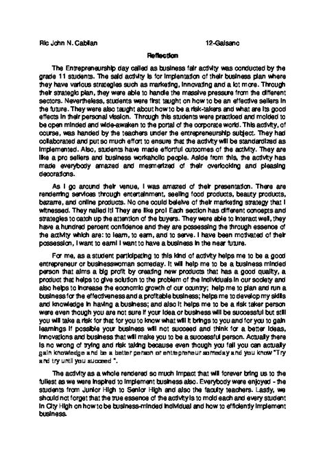 Reflection In Business Finance Pdfcoffeecom