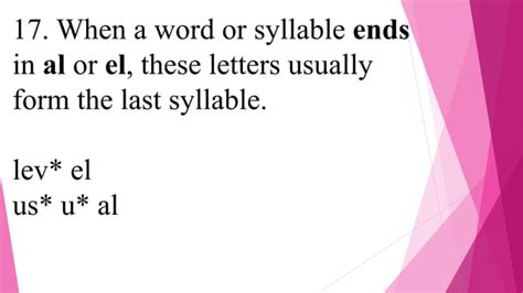 Syllabication Rules Ppt Pptx Chemistry Science