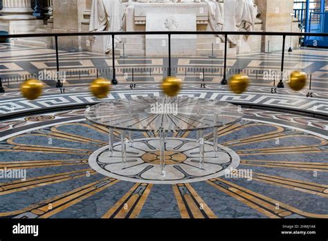 Foucault Pendulum In Movement In The Pantheon Paris France Stock
