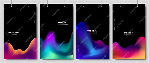 Premium Vector Colorful Gradient Mesh Wavy Background Template Copy Space Fluid Background Design