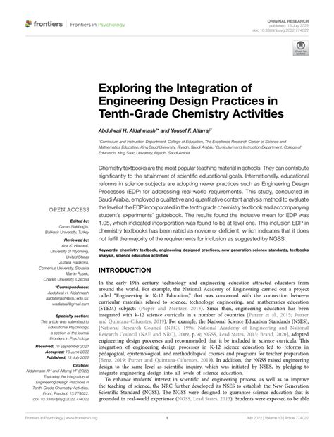 Pdf Exploring The Integration Of Engineering Design Practices In