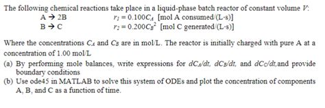 Solved The Following Chemical Reactions Take Place In A Chegg