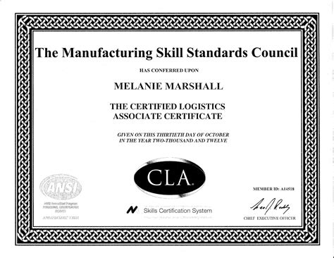 Cla Certified Logistics Associate Certificate Pdf