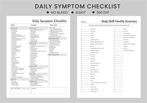 Premium Vector Daily Monthly Symptom Tracker Checklist Printable