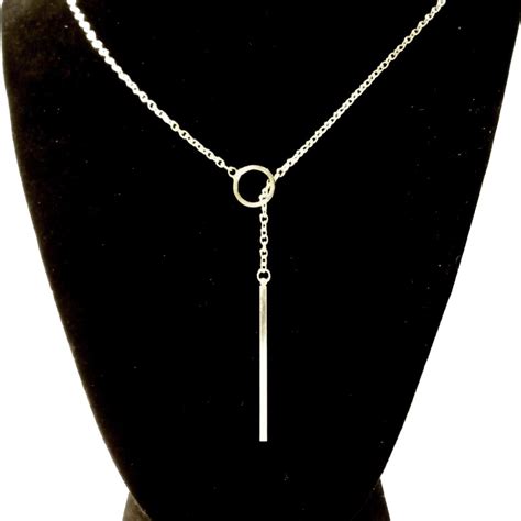 Silver Bar Discreet Day Lariat Necklace Details Depop