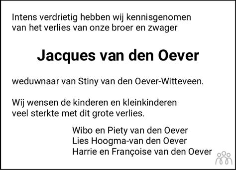 Jacob Bouwe Van Den Oever 29 01 2024 Overlijdensbericht En Condoleances