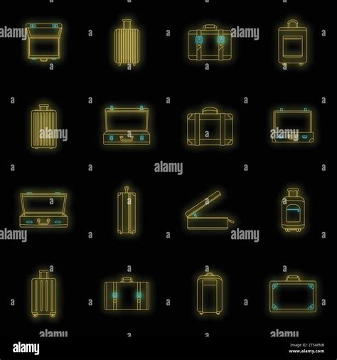 Suitcase Travel Luggage Bag Briefcase Icons Set Outline Illustration Of 16 Suitcase Travel