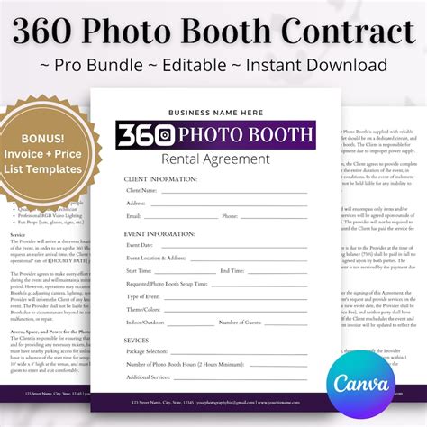 Photo Booth Invoice Etsy