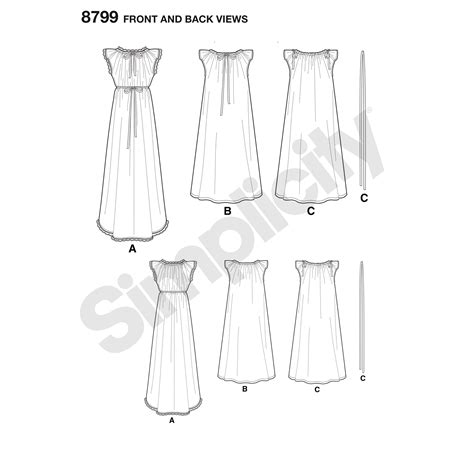 Simplicity 8799 Misses Vintage Nightgowns