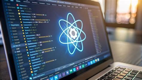 Premium Photo React Js Programming Language With Laptop And Code