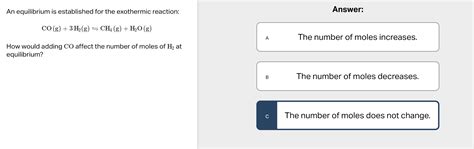 Solved An ﻿equilibrium Is ﻿established For The Exothermic