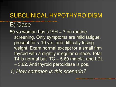 Ppt Subclinical Thyroid Dysfunction A Conundrum Powerpoint Presentation Id 3338378