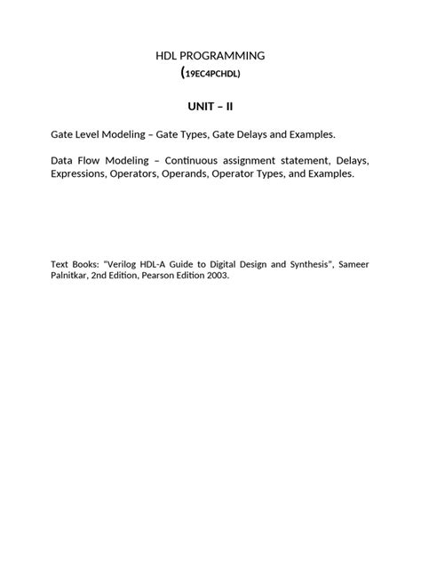 Hdl Programming Module 2 Notes Pdf