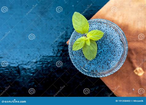 Close Up Of Soaked Sabja Seeds Or Falooda Seeds Or Sweet Basil Seeds In