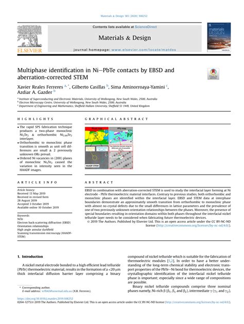 Pdf Multiphase Identification In Ni Pbte Contacts By Ebsd And Aberration Corrected Stem