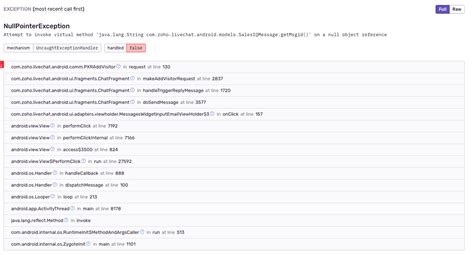 Nullpointerexception Getmsgid On A Null Object Reference · Issue 38 · Zohosalesiq