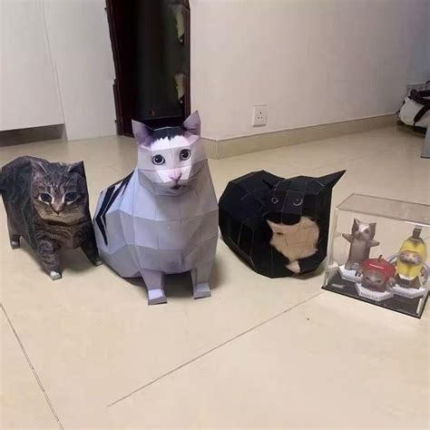 3d Papercraft Meme Cats Etsy