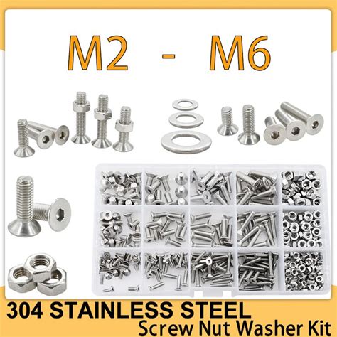 M2 M6 Hexagonal Countersunk Nut Washer Set Hexagonal Bolt Nut Washer