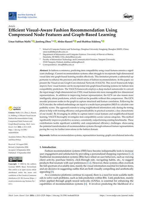 pdf efficient visual aware fashion recommendation using compressed
