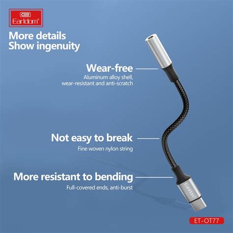 کابل تبدیل تایپ سی به جک 35 میلیمتری ارلدام Earldom Et Ot77 Type C To