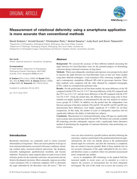 Pdf Measurement Of Rotational Deformity Using A Smartphone