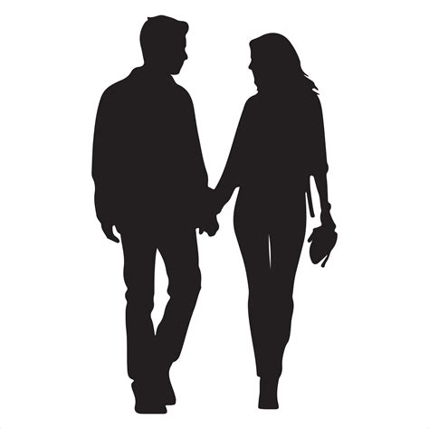 Black Flat Design Couple Holding Hands And Walking Silhouette White