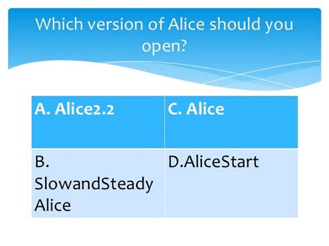 Alice Quick Programming Questions