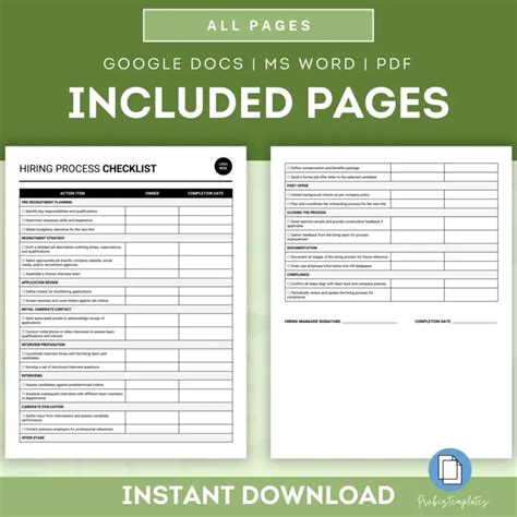 Hiring Process Checklist Probiztemplates