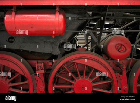 Close Up Of Engine Wheels Steam Locomotive Class 52 Of The Deutsche