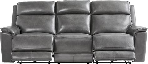 Magellan Smoke Gray Leather Dual Power Reclining Sofa Rooms To Go