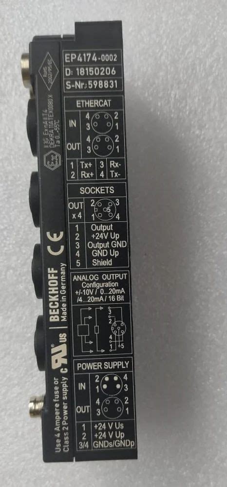 BECKHOFF EP4174 0002 Analog Output EtherCAT Box 4 Channel Analog Output Multi Function At Rs